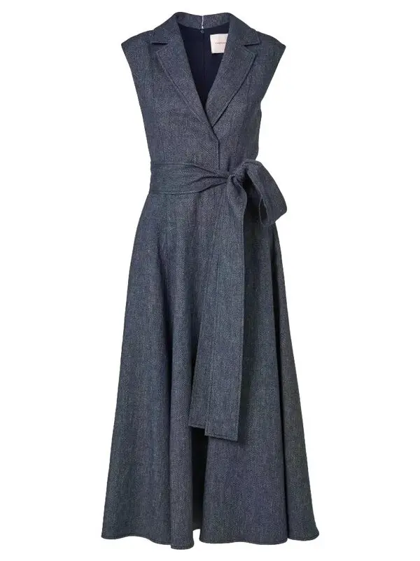 Carolina Herrera Sleeveless Belted Midi Dress - Blue