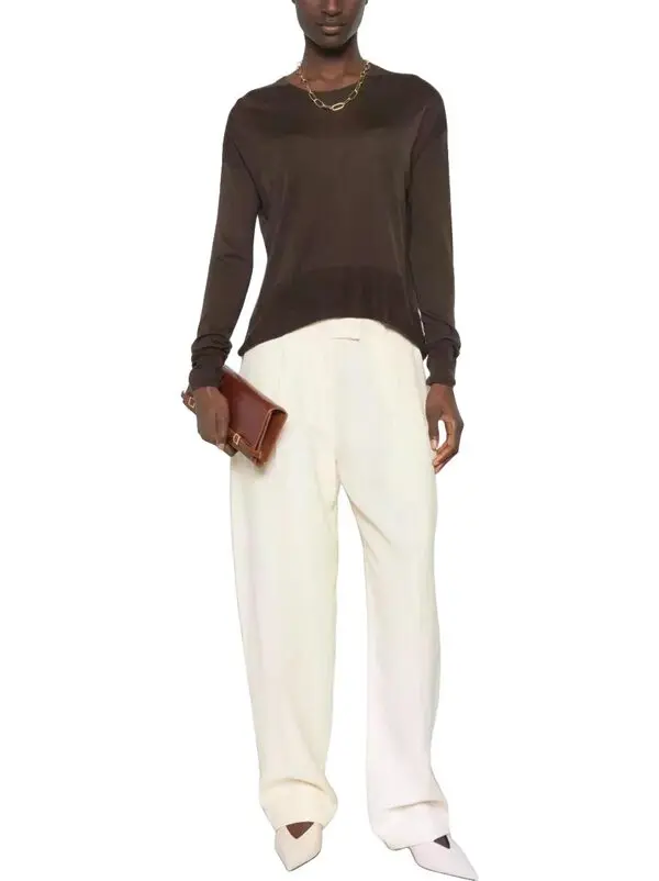 Closed Fine-knit Long-sleeve Sweater - Brown