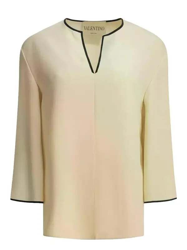Valentino Garavani Silk Blouse With Contrast Trim - Neutrals