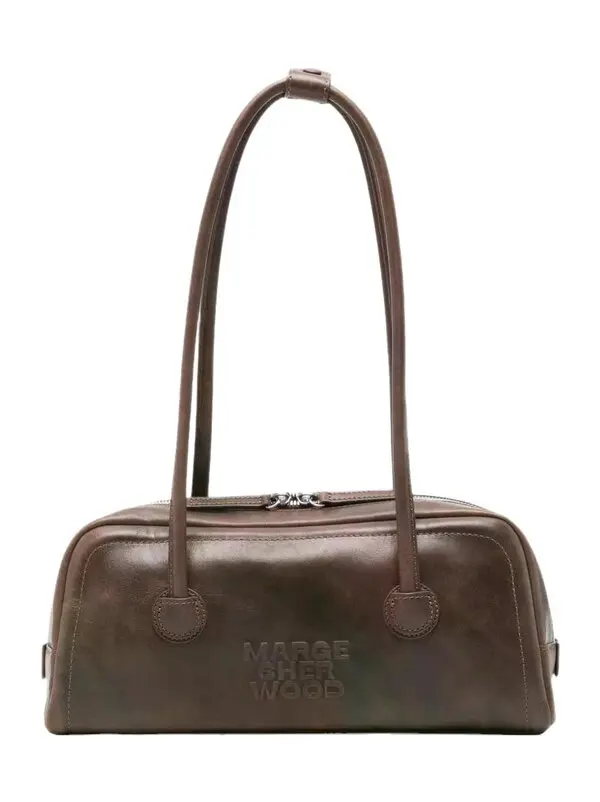 MARGESHERWOOD Debossed Logo Leather Shoulder Bag - Brown