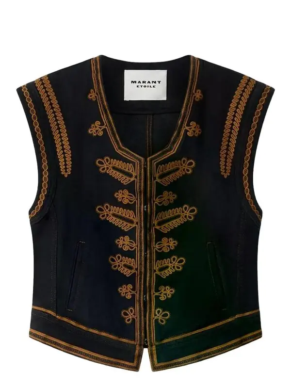 MARANT ETOILE Sleeveless Embroidered Jacket - Black