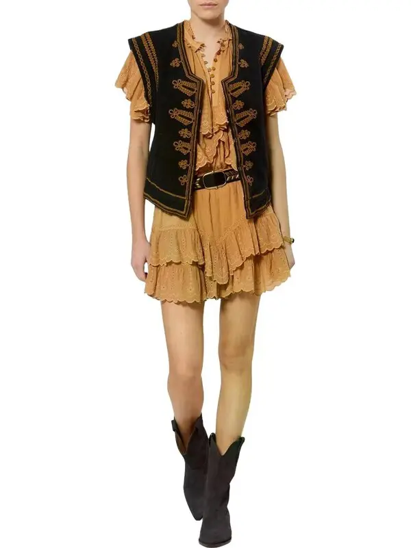 MARANT ETOILE Sleeveless Embroidered Jacket - Black
