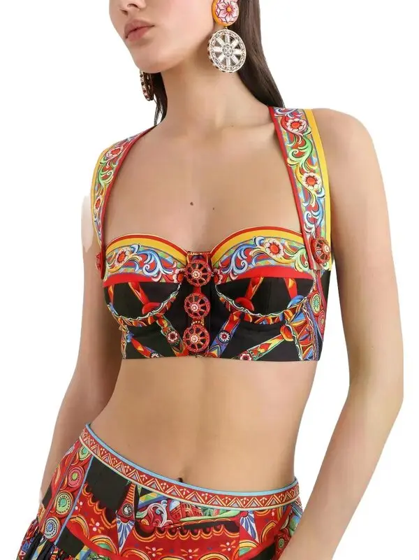 Dolce & Gabbana Carretto-print Poplin Top - Black