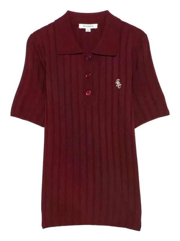 SPORTY & RICH Josefa Ribbed-knit Polo Shirt - Red