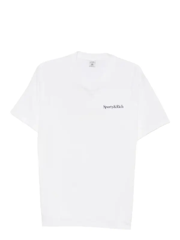 SPORTY & RICH Cotton T-shirt With Slogan And Logo Detail - White