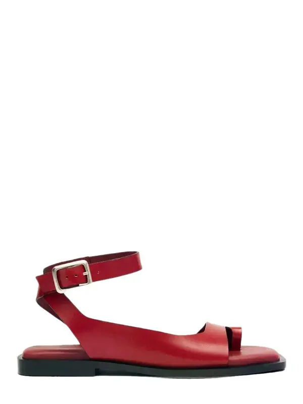 ALOHAS Buckle-fastening Toe-strap Flat Sandals - Red