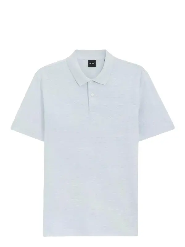 BOSS Cotton-blend Polo Shirt With Bubble-structured Jacquard - Blue