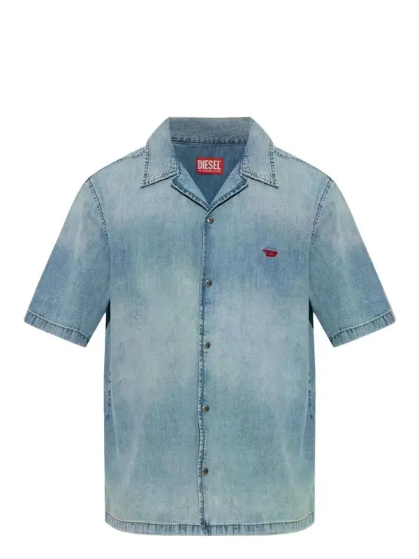 DIESEL® Logo-embroidered Short-sleeve Shirt - Blue