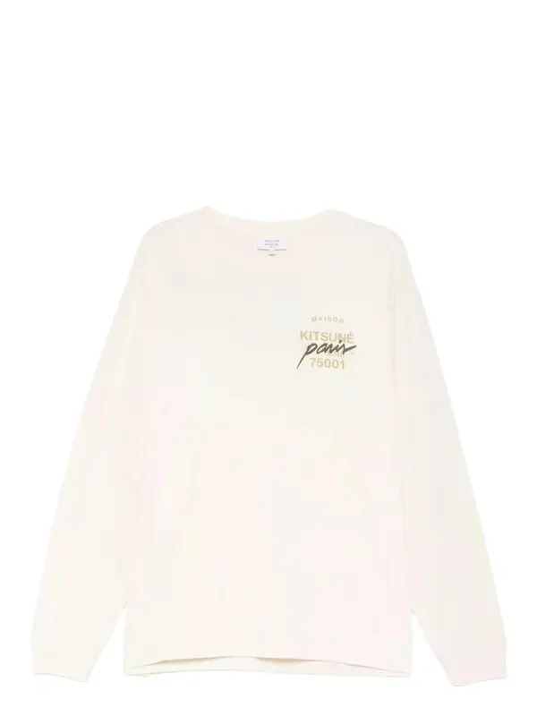 Maison Kitsuné Fox-print Long-sleeve T-shirt - Neutrals