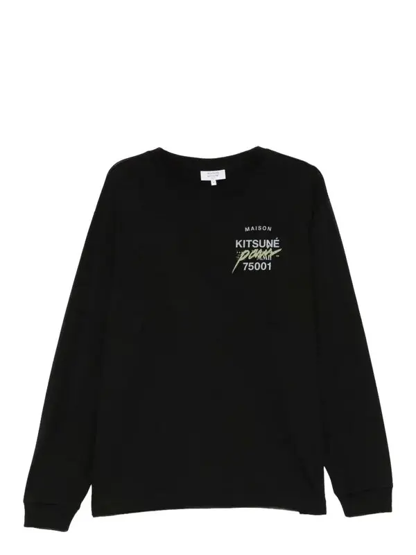 Maison Kitsuné Logo-print Long-sleeve T-shirt - Black