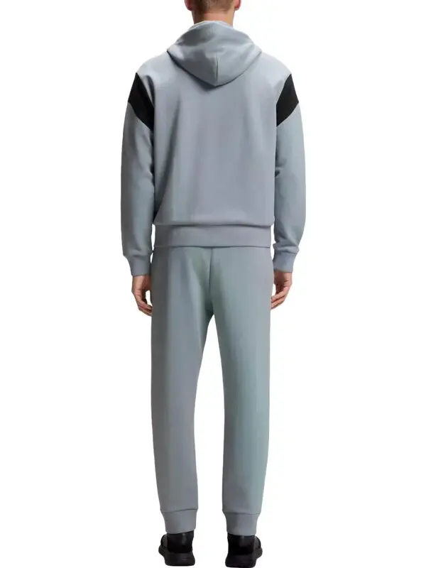 BOSS Zip-up Hoodie With Color-block Panels And Logo Detail - Grey