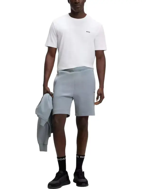 BOSS Logo Embroidered Track Shorts - Blue