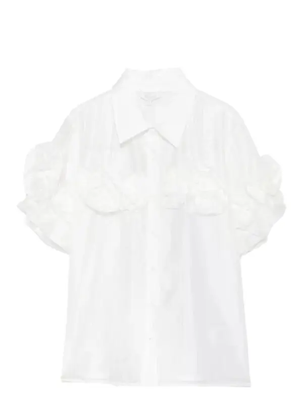 PAPER LACE Floral Appliqué Short-sleeve Shirt - Neutrals