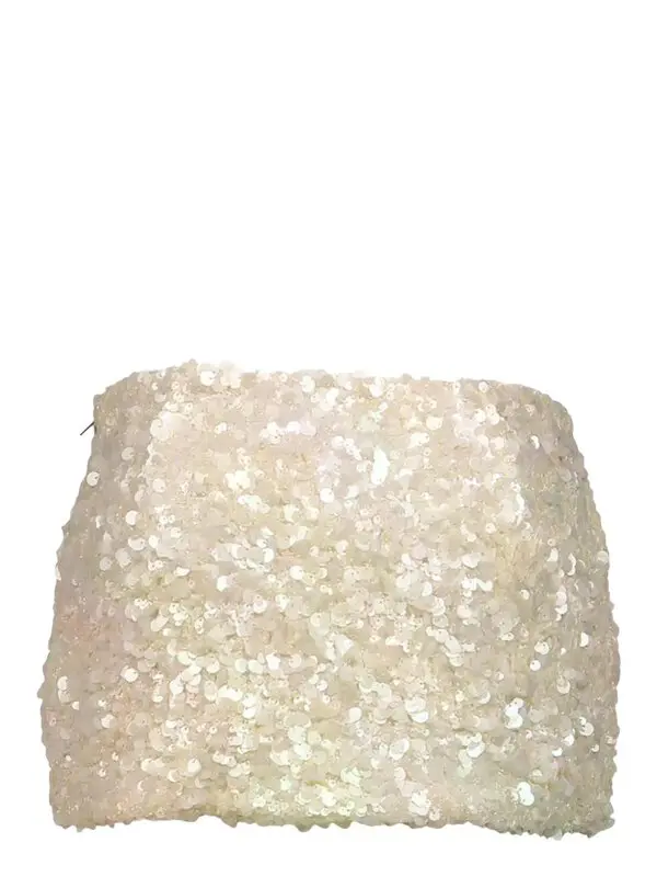 GLOWNY Sequin-embellished Mini Skirt - Neutrals