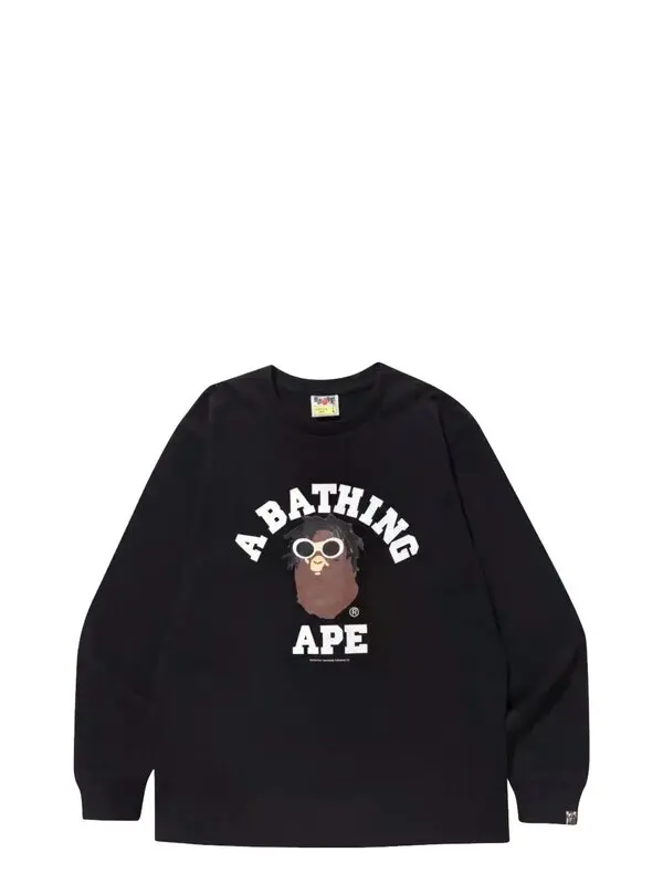 A BATHING APE Long Sleeve Graphic Print Crewneck Sweatshirt - Black