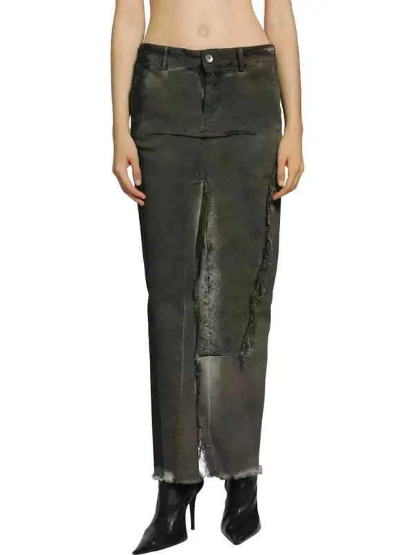 Rick Owens Tower Denim Sliced Midi Skirt - Grey