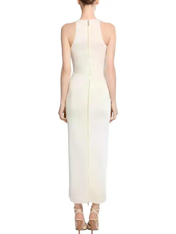 Elie Saab Knitted Cut-out Maxi Dress With Bow Detailing - Neutrals