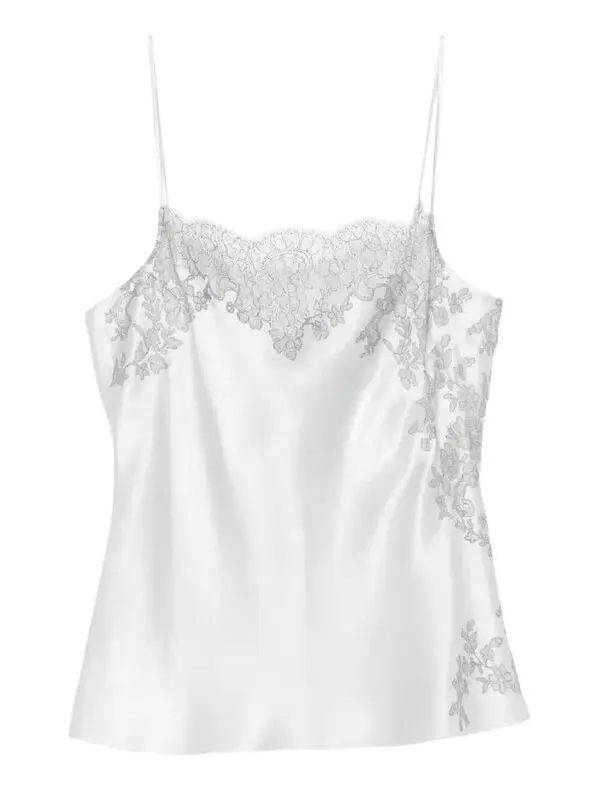 Carine Gilson Lace-trimmed Silk Camisole - Grey