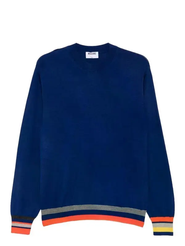 Moschino Stripe-trim Wool Sweater - Blue
