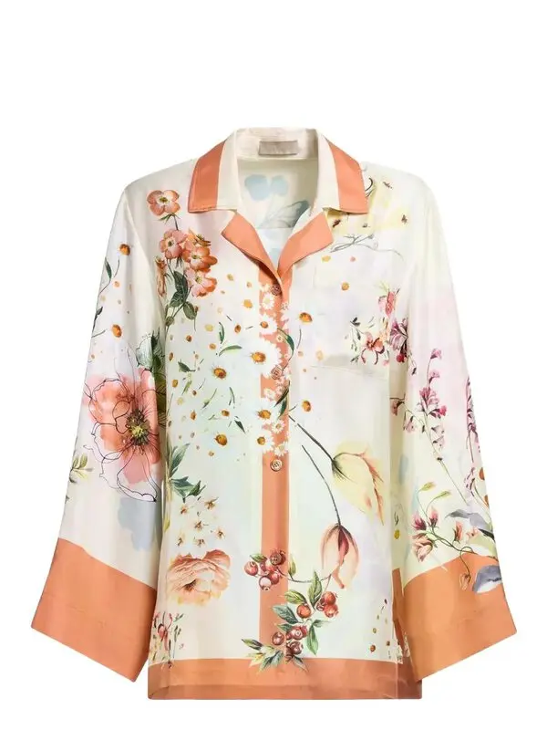 Elie Saab Floral-print Silk Shirt - Neutrals