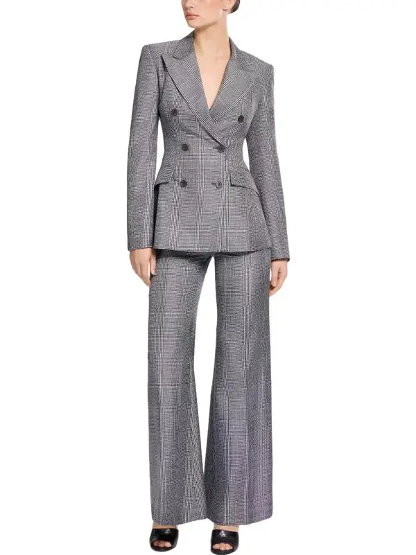 Elie Saab Prince Of Wales Check Double-breasted Blazer - Grey
