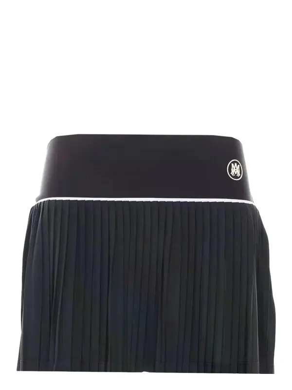 Amiri Pleated Mini Skirt With Logo Detail - Black