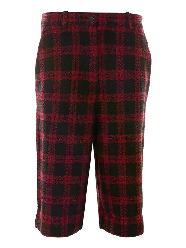 Pinko Check Pattern Knee-length Tweed Shorts - Black