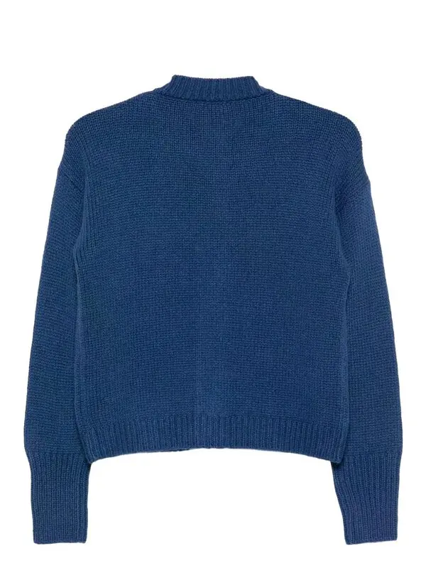 Incentive! Cashmere Chest-pocket Button-up Cardigan - Blue
