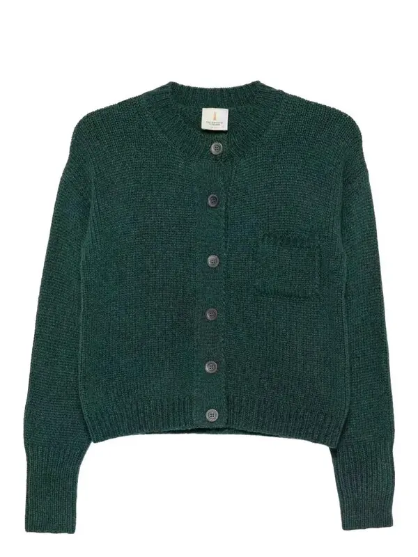 Incentive! Cashmere Button-up Patch-pocket Cardigan - Green
