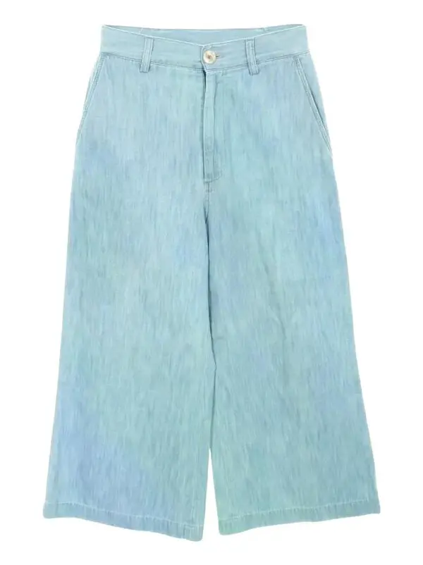 Gucci Logo Embroidered Wide-leg Jeans - Blue