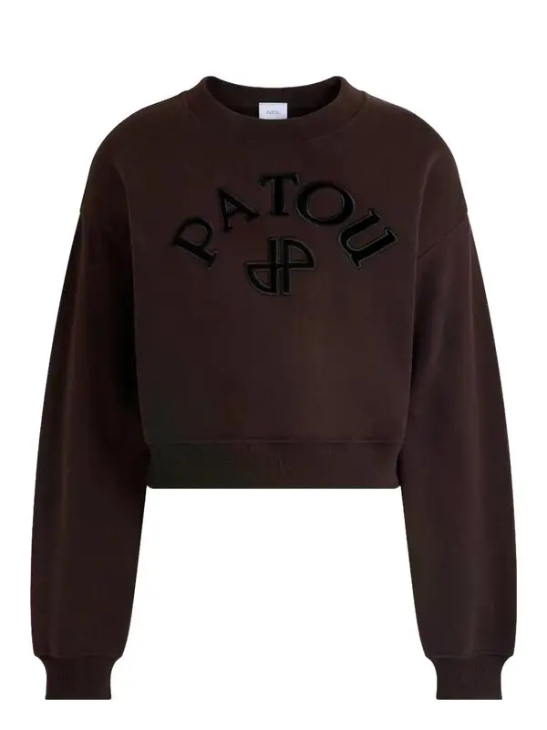 PATOU Logo Patch Cropped Sweater - Brown