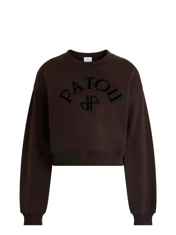PATOU Logo Patch Cropped Sweater - Brown
