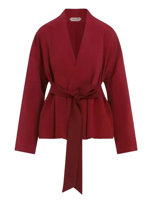 Alberta Ferretti Belted Pleated Jacket - Red