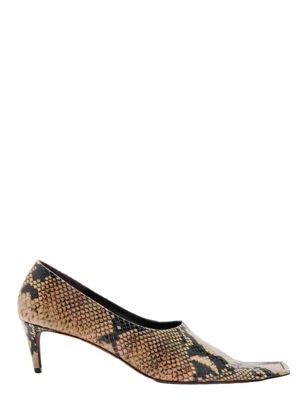 Khaite Marlene Snake-effect Square-toe Pumps - Brown