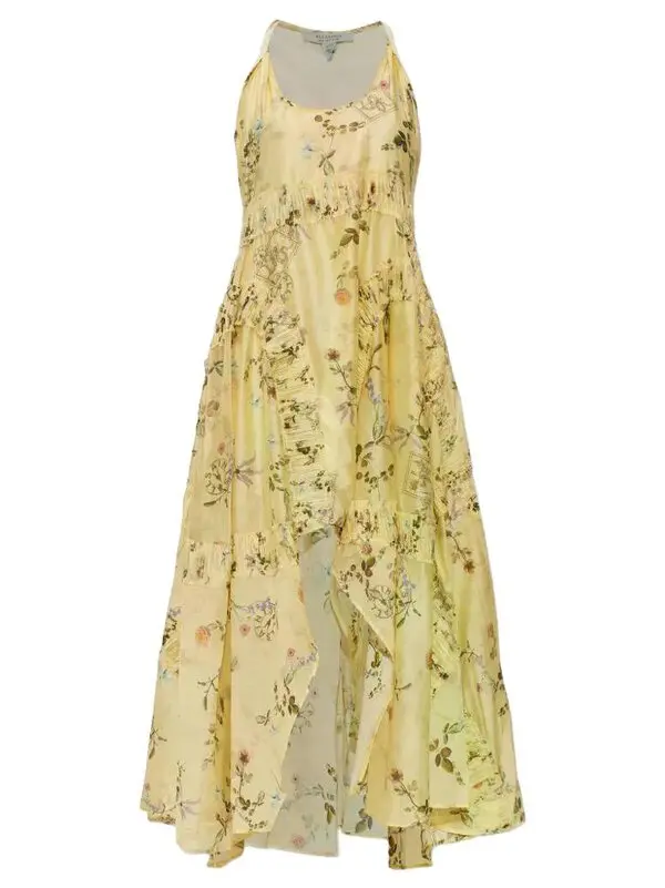 ALLSAINTS Dorina Floral Print Ruffled Tiered High-low Dress - Yellow