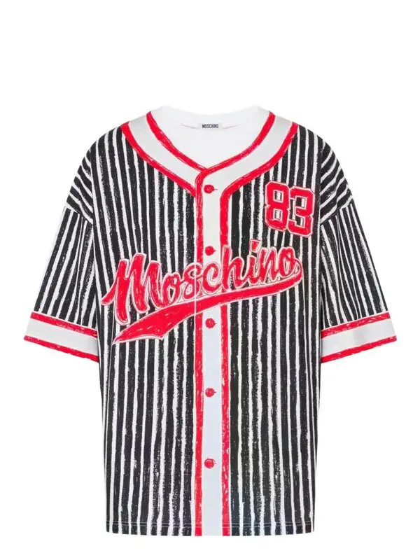 Moschino Trompe-l'oeil Baseball-print T-shirt - Black