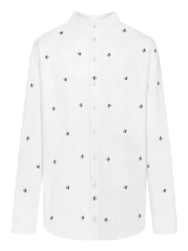 RIER Embroidered High-neck Shirt - White