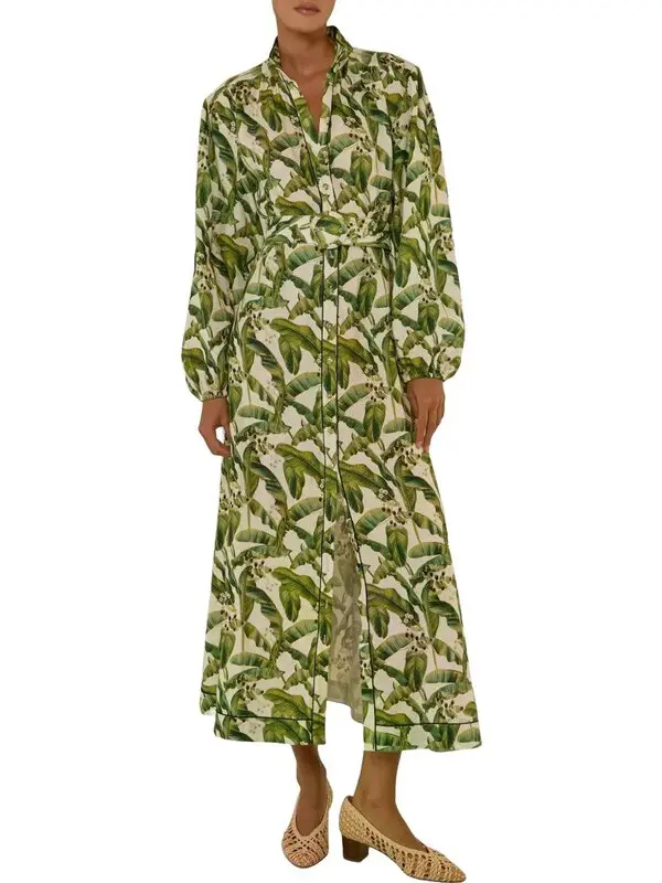 PALM. NOOSA Riviera Belted Dress With Palm Print - Neutrals