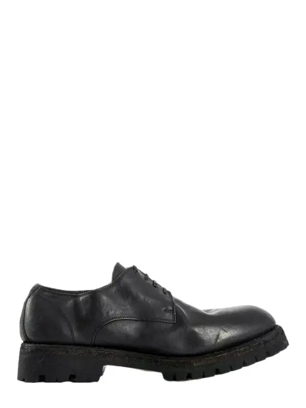 Guidi Leather Lug Sole Derby Shoes - Black