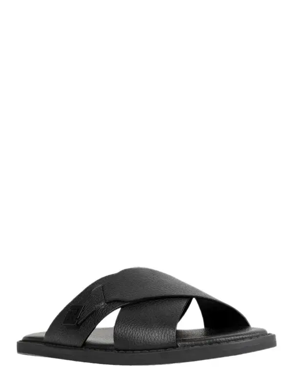 Fendi Ff Logo Crossover Strap Sandals - Black