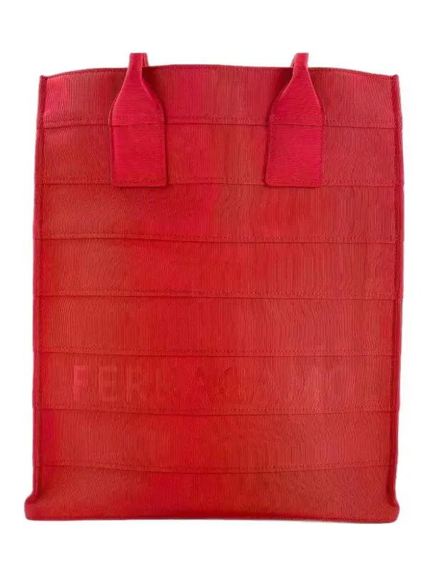 FERRAGAMO 2000s Ribbed Tote Bag - Red