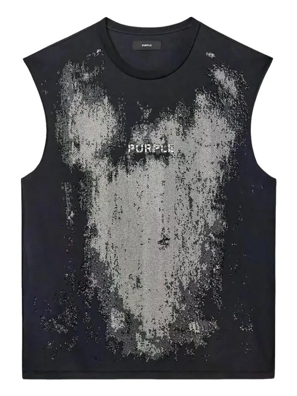 PURPLE BRAND Worn Crystals Hotfix-detail Textured Vest - Black