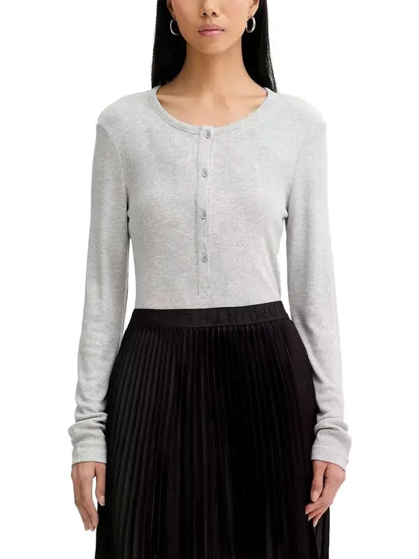 Munthe Grace Ribbed-knit Long-sleeved T-shirt - Grey