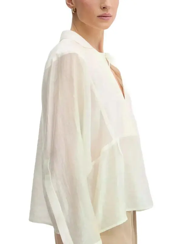 Munthe Babette Tie-fastening Semi-sheer Blouse - White