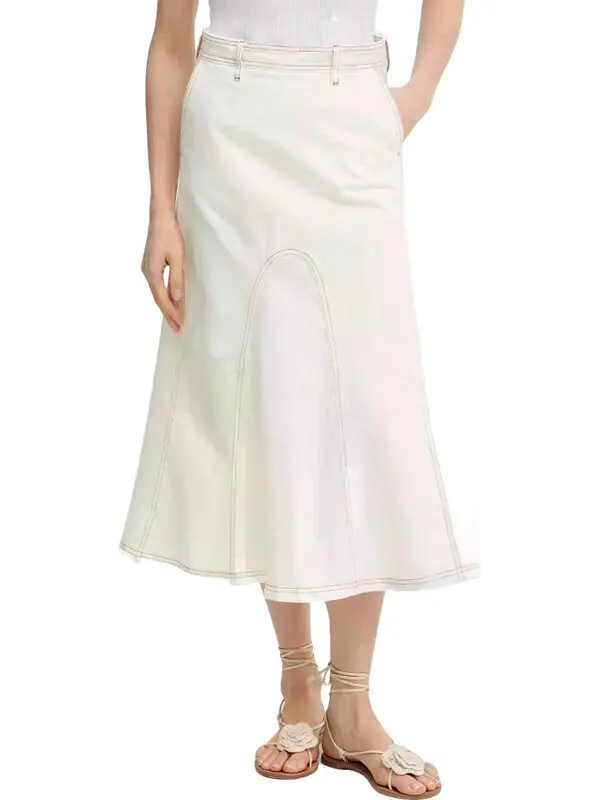 Munthe Braylin Contrast-stitch A-line Midi Skirt - White