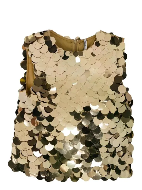 Liviana Conti Sleeveless Sequin Embellished Top - Gold