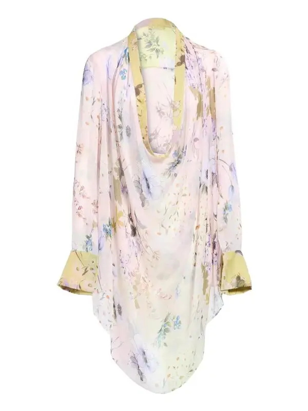 Elie Saab Garden Print Silk Blouse - Pink