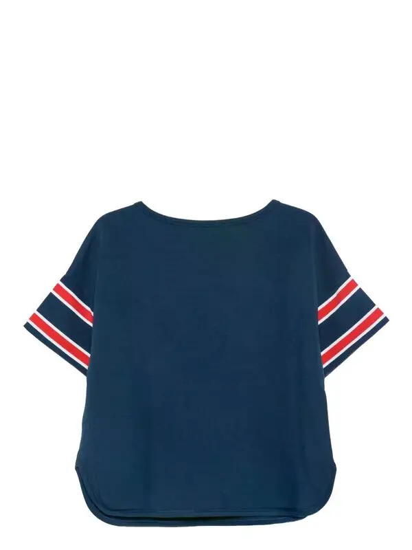 Moschino Logo-patch Striped-sleeve T-shirt - Blue