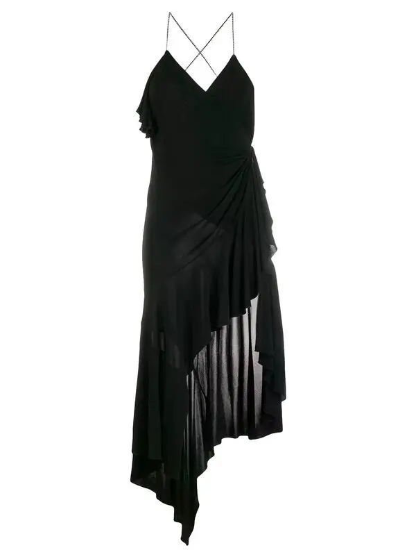 Philosophy Di Lorenzo Serafini Ruffled Asymmetric Hem Dress - Black