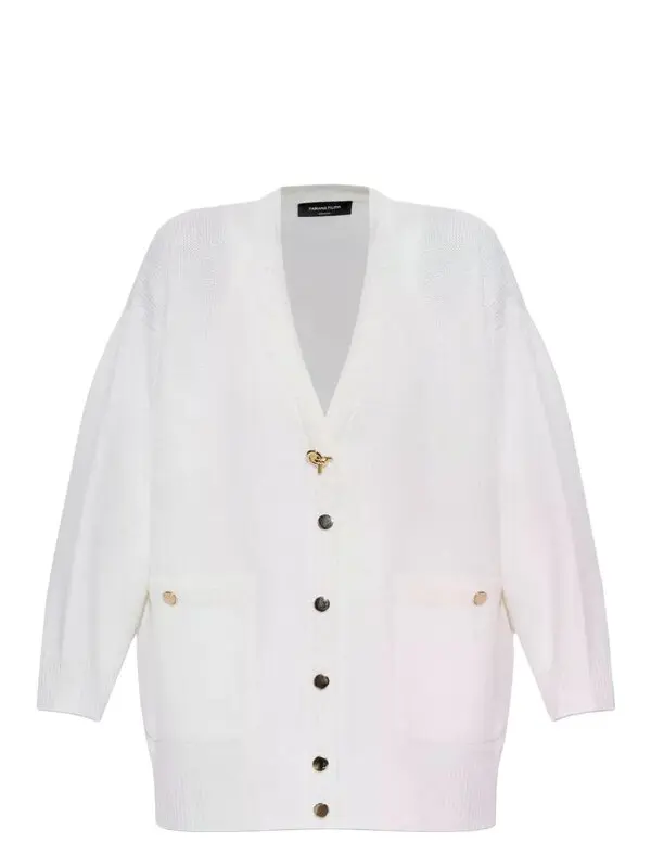 Fabiana Filippi Virgin Wool V-neck Cardigan - White